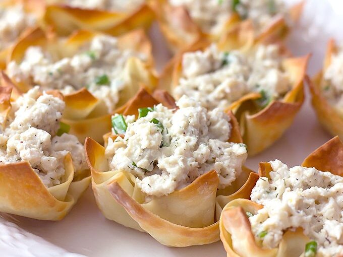 Crab Salad Stuffed Wonton Cups Recipe | Dish on Fish